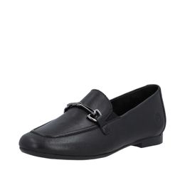 Loafer Remonte, Damen, Gr. 42, schwarz, Leder, unifarben, Schuhe Loafer, Slipper, Schlupfschuh, Spangenschuh mit kleinen Stretcheins&auml;tzen