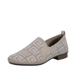 Slipper Rieker, Damen, Gr. 41, beige, Textil, Schuhe Slipper, Halbschuh, Schlupfschuh, Blockabsatz, Loafer mit Glitzersteinchen