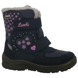 Winterboots Lurchi "Kimiko SYMPATEX", M&auml;dchen, Gr. 30, bunt (dunkelblau, lila), Lederimitat, Textil, Glitzer, Schuhe Winterboots, Boots mit Schneeflocken Print, Gr&ouml;&szlig;enschablone zum Download