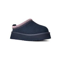 UGG Australia Hausschuh UGG "TAZZ", Herren, Gr. 6 (37), dunkelblau, Textil, Veloursleder, ethno, Schuhe Hausschuh, Clogs, Homeslippers, Pantoffel mit Textilband im Boho-Look