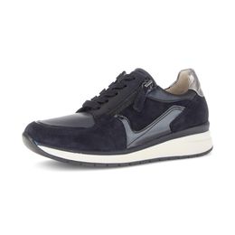 Keilsneaker Gabor "CAPRI", Damen, Gr. 36, dunkelblau, schwarz, Lederimitat, Veloursleder, metallic, Schuhe Keilsneaker, Freizeitschuh, Halbschuh, Schn&uuml;rer, in Weite K (=extraweit)