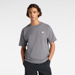 T-Shirt New Balance "SPORT ESSENTIALS COTTON T-SHIRT", Herren, Gr. L, castlerock, Obermaterial: 100% Baumwolle, normal, Rundhals, Shirts T-Shirt, entspannte Passform, Kurzarm, aus Baumwolle, Rundhalsausschnitt