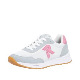 Sneaker RIEKER SPORT, Damen, Gr. 41, wei&szlig;, grau, rosa, Lederimitat, Textil, Schuhe Sneaker, Schn&uuml;rschuh, Halbschuh, Freizeitsneaker mit leichter Laufsohle