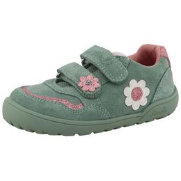 Barfu&szlig;schuh Lurchi "Jola Barefoot", M&auml;dchen, Gr. 24, mintgr&uuml;n, rosa, Veloursleder, Schuhe Barfu&szlig;schuh, Halbschuh, Sneaker mit Bl&uuml;ten, Gr&ouml;&szlig;enschablone zum Download