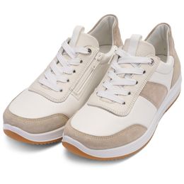 Sneaker Ara "OSAKA 3.0", Damen, Gr. 3(36), creme, sand, Glattleder, Lederimitat, Veloursleder, Reptilienpr&auml;gung, Schuhe Sneaker, Freizeitschuh, Halbschuh, Schn&uuml;rer, weicher Schaftrand, H-Weite