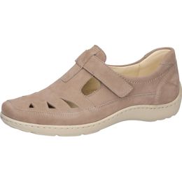 Waldl&auml;ufer Klettschuh WALDL&Auml;UFER "HENNI", Damen, Gr. 5,5 (38,5), beige, Nubukleder, unifarben, Schuhe Klettschuh, Halbschuh, Bequemschuh in Komfortweite H (= sehr weit)