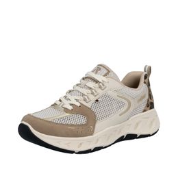 Plateausneaker Rieker, Damen, Gr. 37, creme, taupe, leo, Lederimitat, Textil, Schuhe Plateausneaker, Schn&uuml;rschuh, Freizeitsneaker, Halbschuh mit MemoSoft-Innensohle