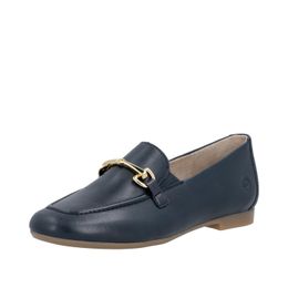 Loafer Remonte, Damen, Gr. 40, nachtblau, Leder, unifarben, Schuhe Loafer, Slipper, Schlupfschuh, Spangenschuh mit kleinen Stretcheins&auml;tzen