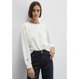 Rundhalspullover Mavi "CREW NECK SWEATSHIRT", Damen, Gr. XS, antique wei&szlig;, Stoff, 69% Baumwolle, 31% Polyester, l&auml;ssig geschnitten normal, Rundhals, normaler Saum, Pullover Rundhalspullover, Sweatshirt cropped