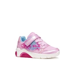 Sneaker Geox "J FADINLIGHT GIRL", M&auml;dchen, Gr. 25, rosa, hellblau, Lederimitat, Synthetik, Textil, Schuhe Sneaker, Klettschuh mit toller Blinkfunktion, Gr&ouml;&szlig;enschablone zum Download