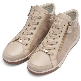 Sneaker Ara "ROM", Damen, Gr. 9 (43), hellbeige, goldfarben, Glattleder, Veloursleder, metallic, Schuhe Sneaker, Freizeitschuh, High-Top-Sneaker, Schn&uuml;rschuh in Schuhweite G (=weit)
