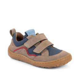 Sneaker froddo "Barefoot Base", M&auml;dchen, Gr. 24, beige, blau, Leder, Textil, Schuhe Sneaker, Klettschuh, Freizeitschuh, Barfu&szlig;schuh mit Klettverschluss