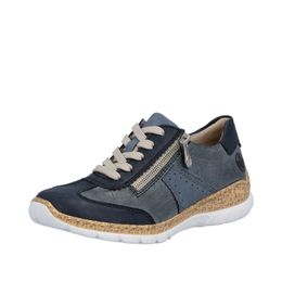Sneaker Rieker, Damen, Gr. 36, dunkelblau, Lederimitat, Schuhe Sneaker, Schn&uuml;rschuh, Halbschuh, Casual-Sneaker mit Rei&szlig;verschluss