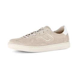 Sneaker Gabor "DAVOS", Damen, Gr. 35, beige, Nappaleder, Veloursleder, Schuhe Sneaker, Freizeitschuh, Halbschuh, Schn&uuml;rschuh mit Lochmuster, Weite H