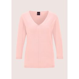 Madeleine Mode Longpullover MADELEINE "Strickpullover Schlichter Baumwollpullover mit V-Ausschnitt", Damen, Gr. 34, rosa (puderros&eacute;), Obermaterial: 100% Baumwolle CO., Modern, normal, V-Ausschnitt, Pullover Longpullover