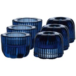 Villeroy & Boch Kerzenhalter VILLEROY & BOCH "2in1-Kerzenst&auml;nder Fleur &oslash; 6,3 cm 6er Set blau", blau, Kerzenhalter, Kerzenhalter