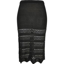 Sommerrock Urban Classics "Urban Classics Damen Ladies 3/4 Crochet Knit Skirt", Damen, Gr. XS, schwarz, 100% Polyacryl, unifarben, slim fit, R&ouml;cke