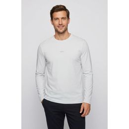 Langarmshirt BOSS Orange "TChark", Herren, Gr. M, light, pastel grau053, Web, Obermaterial: 96% Baumwolle, 4% Elasthan, regular fit normal, Rundhals, abgesteppte Kante, Shirts Langarmshirt, Rundhalsausschnitt, Regular Fit, mit BOSS-Logo