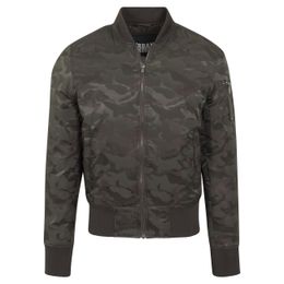 Bomberjacke Urban Classics "Urban Classics Herren Tonal Camo Bomber Jacket", Herren, Gr. L, schwarzolive, 68% Polyamid, 32% Polyester, mehrfarbig, normal, Rundhals, Jacken Bomberjacke
