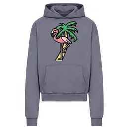 Mister Tee Kapuzensweatshirt MISTERTEE "MisterTee Flamingo Hoodie", Herren, Gr. M, vintageblau, 100% Baumwolle, bedruckt, Sweatshirts