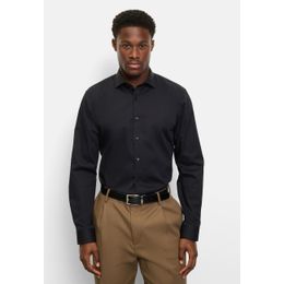 Businesshemd OLYMP "OLYMP No. Six, super slim, Royal Kent", Herren, Gr. 38, Normaler Arm, schwarz, 97% Baumwolle, 3% Elastolefin, Hemden