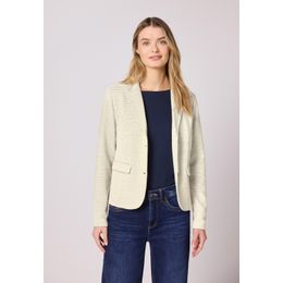 Kurzblazer Street One, Damen, Gr. 36, soft beige, Stoff, 70% Polyester, 27% Viskose, 3% Elasthan, gestreift, normal normal, V-Ausschnitt, abgesteppt, Blazer Kurzblazer, im Blazer-Style