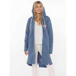 Jerseymantel Zwillingsherz "Moin Classic", Damen, Gr. S/M, jeans, Jersey, Obermaterial: 50% Baumwolle, 50% Polyester, M&auml;ntel, martimier Look, Moin Stickerei vorne und hinten, mit Taschen