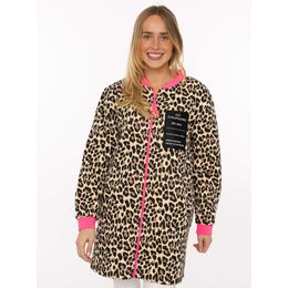 Kurzmantel Zwillingsherz "Leo Love", Damen, Gr. XXL, beige, Sweatware, Obermaterial: 50% Baumwolle, 50% Polyester, M&auml;ntel Kurzmantel, mit Patch, Rei&szlig;verschlu&szlig;, elastische B&uuml;ndchen