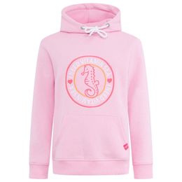 Hoodie Zwillingsherz "Seepferdchen", Damen, Gr. L/XL, rosa, Sweatware, Obermaterial: 50% Baumwolle, 50% Polyester, Sweatshirts Hoodie, runde Stickerei, maritimer Look, Kapuze, Tasche