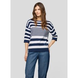 Rundhalspullover Rabe, Damen, Gr. 46, pazifik, Strick, Obermaterial: 50% Baumwolle, 50% Polyacryl, gestreift, regular fit normal, Rundhals, Rippb&uuml;ndchen, Pullover Rundhalspullover, mit Streifen Muster