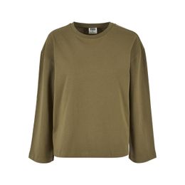 Longsleeve Urban Classics "Urban Classics Damen Ladies Organic Oversized Longsleeve", Damen, Gr. L, tiniolive, 100% Baumwolle, unifarben, oversize, Rundhals, Shirts