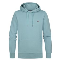 Kapuzensweatshirt PETROL INDUSTRIES "Men Sweater Hooded", Herren, Gr. L (40), ocean, Sweatware, Obermaterial: 95% Baumwolle, 5% Elasthan, unifarben, regular fit h&uuml;ftbedeckend, Rundhals, Flachstrickb&uuml;ndchen, Sweatshirts, mit K&auml;ngurutasche und Kordelzug