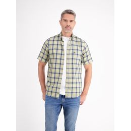 Kurzarmhemd Lerros "Kariertes Halbarmhemd f&uuml;r Herren", Herren, Gr. S, Normalgr&ouml;&szlig;en, blau (crispy blau), 100% Baumwolle, Hemden