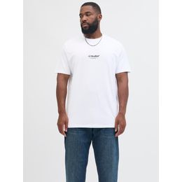 Jack & Jones PlusSize Rundhalsshirt "JJESOHO TEE SS CREW NECK NOOS PLS", Herren, Gr. 5XL, wei&szlig;, Jersey, Obermaterial: 100% Baumwolle, JACK & JONES PLUSSIZE, bedruckt, regular fit normal, Rundhals, Shirts Rundhalsshirt, Baumwolle, regular fit