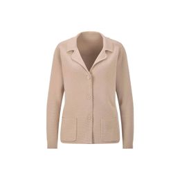 Jackenblazer GOLDNER "Milano-Ripp-Blazer mit Reverskragen", Damen, Gr. 44, beige, Obermaterial: 50% Baumwolle CO. 50% Polyacryl PAN., schmal, Blazer, figurschmeichelender Schnitt