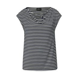 T-Shirt s.Oliver BLACK LABEL, Damen, Gr. 38, navy stripe, Jersey, Obermaterial: 95% Baumwolle, 5% Elasthan, gestreift, normal h&uuml;ftbedeckend, Wasserfallausschnitt, Shirts T-Shirt, mit Wasserfallausschnitt und Streifen-Design