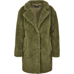 Parka Urban Classics "Urban Classics Damen Ladies Oversized Sherpa Coat", Damen, Gr. 3XL, olive, 100% Polyester, unifarben, oversize, amerikanischer Ausschnitt, Jacken Parka