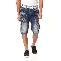 Cipo & Baxx CIPO & BAXX Herren Jeansbermudasblau, Gr. 34, Abriebeffekte, Denim/Jeans, Obermaterial: 100% Baumwolle, Jeans, Baumwolle, regular fit