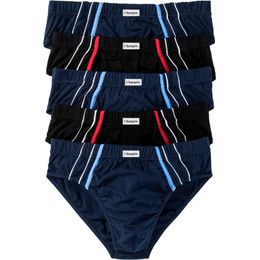 Maxislip bonprix, Herren, Gr. 12, 5 Stk., blau (dunkelblau, schwarz), Obermaterial: 100% Baumwolle, Unterhosen, klassisch geschnittene Passform, sportive Optik, aus Baumwolle