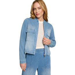 Jackenblazer Zero "Damen mit Rei&szlig;verschluss", Damen, Gr. 42, blau denim, Denim/Jeans, Obermaterial: 76% Baumwolle, 20% Polyester, 4% Elasthan, used, figurbetont h&uuml;ftlang, eng, Blazer, Plain/ohne Details