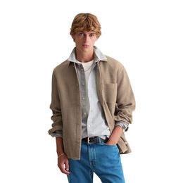 Marc O'Polo Langarmhemd MARC O'POLO DENIM "mit Waffelstruktur", Herren, Gr. XXL, Normalgr&ouml;&szlig;en, cold taupe, Obermaterial: 100% Baumwolle, unifarben, regular fit normal, Manschette, Hemden