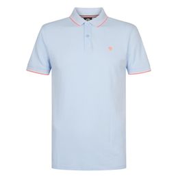 Poloshirt PETROL INDUSTRIES "Men Polo Short Sleeve", Herren, Gr. XXXL(46), blau (sky), Piqu&eacute;, Obermaterial: 95% Baumwolle, 5% Elasthan, unifarben mit Farbeinsatz, regular fit normal, Rippstrickb&uuml;ndchen, Shirts, mit Logoapplikation