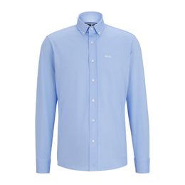 Businesshemd BOSS "JOE", Herren, Gr. 41, N-Gr, light, pastel blau450, Web, Obermaterial: 55% Baumwolle, 45% Polyester, unifarben, regular fit normal, 2-Knopf-Manschette verstellbar, Hemden, mit Button-Down-Kragen, regular fit