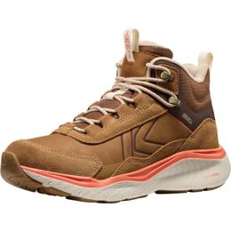 Outdoorschuh Keen "LEIKI LEATHER MID WP", Damen, Gr. 40, chipmunk, birch, Leder, Schuhe Outdoorschuh, Wanderschuh aus wasserdichtem Premium Leder, atmungsaktiv
