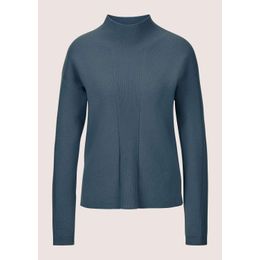 Madeleine Mode Longpullover MADELEINE "Strickpullover Kaschmir-Pullover mit Pointelle-Muster", Damen, Gr. 40/42, blau (stahlblau), Obermaterial: 90% Schurwolle WV. 10% Kaschmir WS., Modern, normal, Pullover Longpullover, Mit Ripp-und Ajourstrick