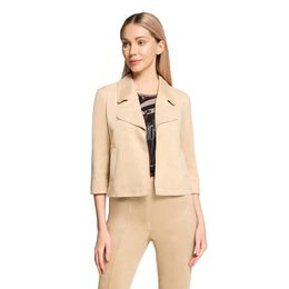 Jackenblazer Betty Barclay "Damen mit Rei&szlig;verschluss", Damen, Gr. 38, beige, Samt, Obermaterial: 92% Polyester, 8% Elasthan, gerade normal, Blazer