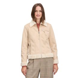 Jackenblazer Cartoon "Damen mit Kunstfellkragen", Damen, Gr. 38, gr&uuml;n (beige), Obermaterial: 100% Polyester, sehr schmal normal, Rundhals, Blazer