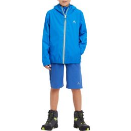 Regenjacke McKINLEY "Regenjacke Kereol II jrs", Jungen, Gr. 140, blau, Web, Obermaterial: 100% Polyester, unifarben mit Farbeins&auml;tzen, hoch geschlossener Ausschnitt, eingesetzt elastischer Bund mit Gummizug, Jacken Regenjacke