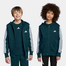 Kapuzensweatjacke adidas Sportswear "J 3S FL FZ HD", M&auml;dchen, Gr. 176, wei&szlig; (aurora ivy, wei&szlig;), Obermaterial: 55% Baumwolle, 36% Polyester, 9% Viskose, Sweatjacken