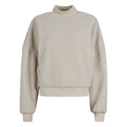 Sweater Urban Classics "Urban Classics Damen Ladies Sherpa Crewneck", Damen, Gr. M, wetsand, 100% Polyester, unifarben, Rundhals, Sweatshirts Sweater